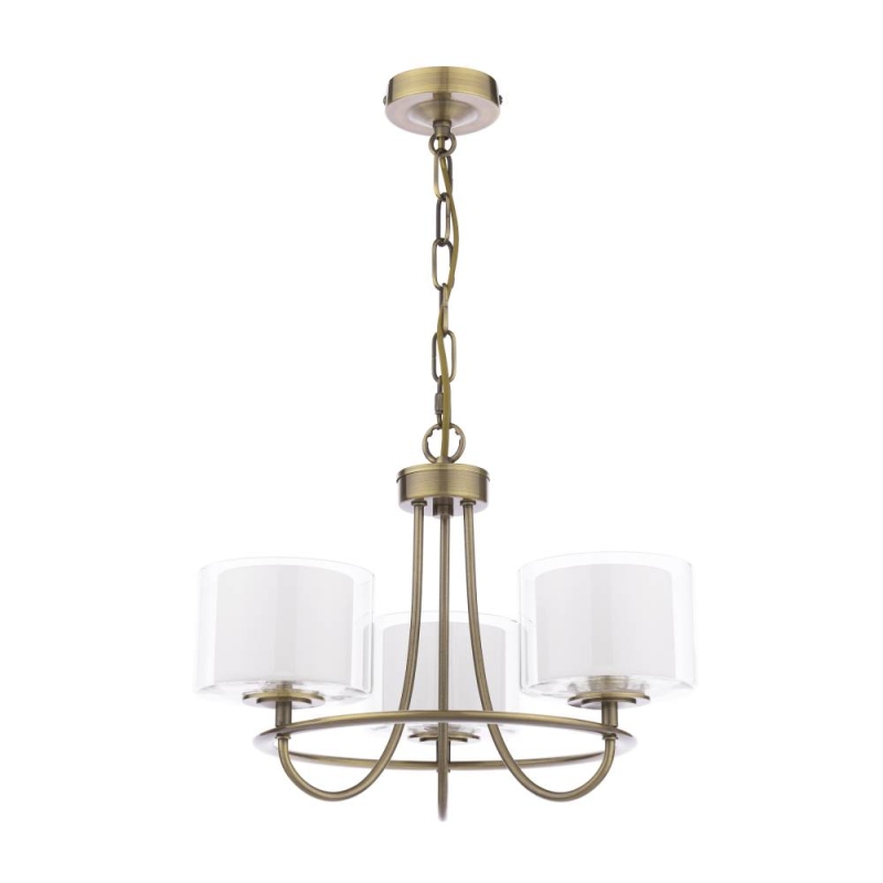 Laura Ashley Southwell 3 Light Armed Pendant Antique Brass & Opal Glas ...