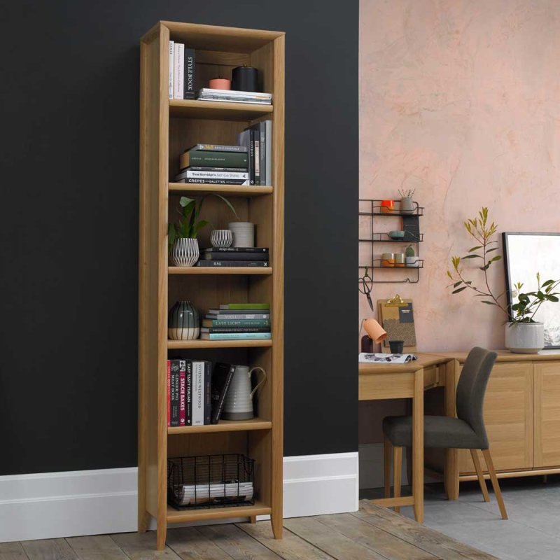 Burnham Narrow Bookcase Oak - Glasswells