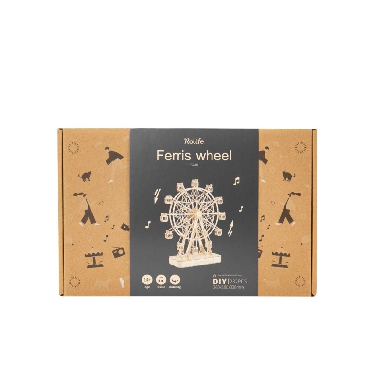 Ferris Wheel Music Box 3D Wooden Puzzle - Glasswells
